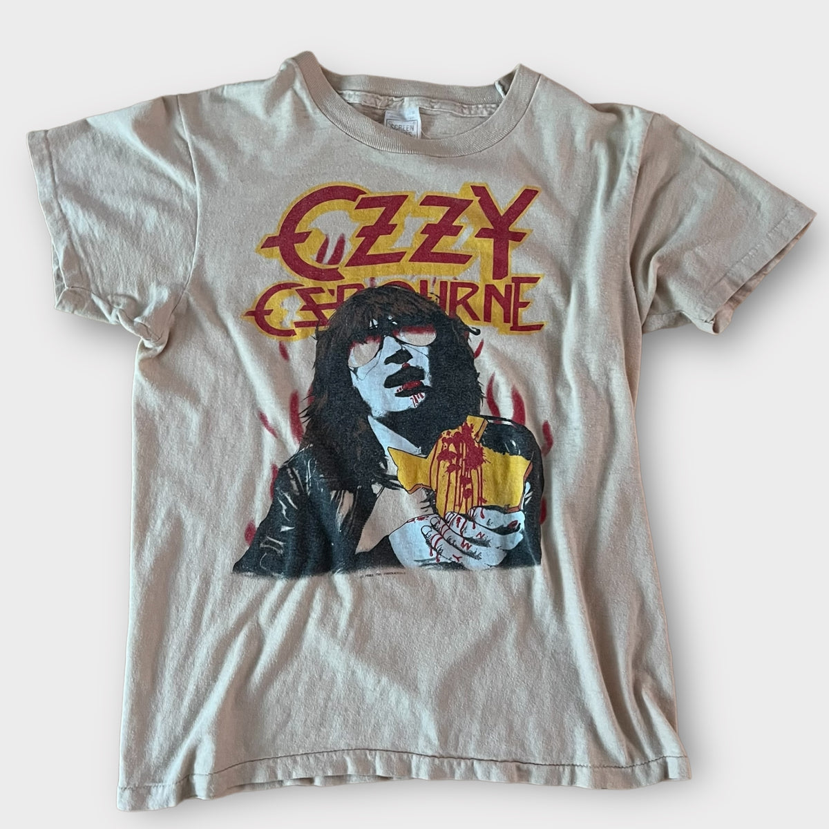 1982 Ozzy Osbourne "Ozzy Bites The Big One" Texas Tour Vintage Band Te ...